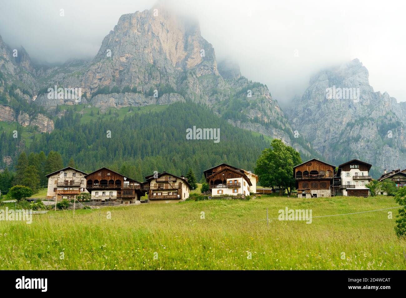 Mountain landscape at summer along the road to Selva di Cadore ...