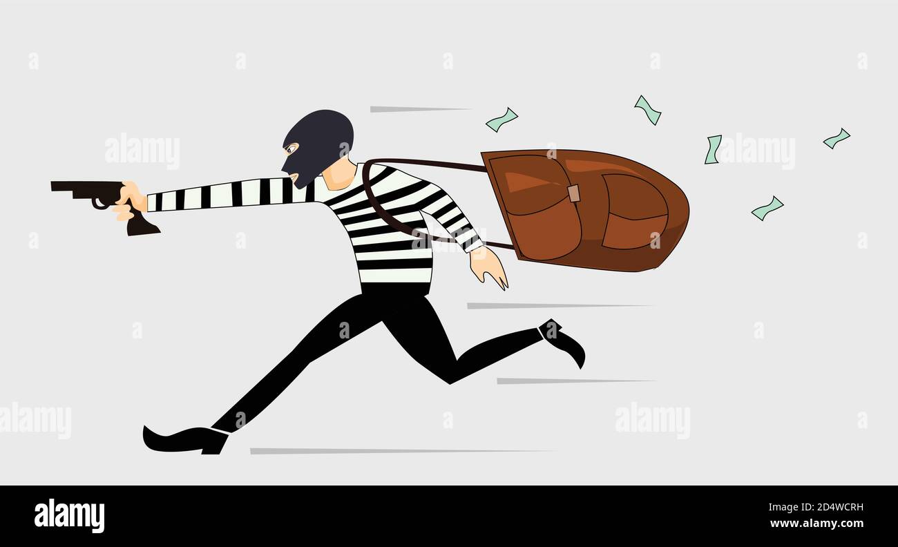 a thief running wit gun and bag .vector illustration Stock Vector Image ...