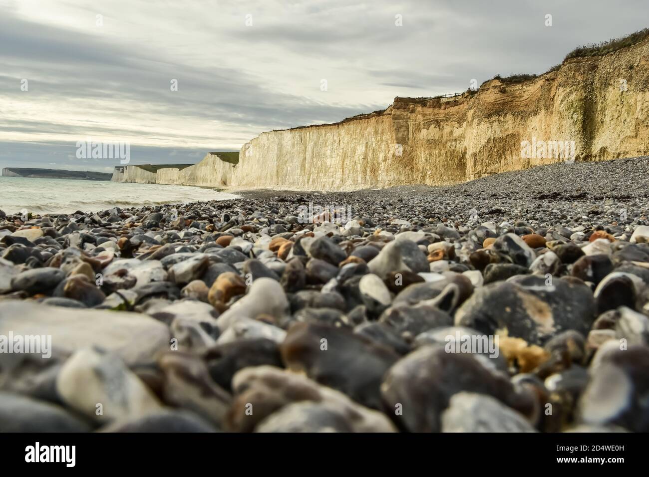 The iconic chalk cliff of Seven Sisters at Birling Gap, England Stock ...