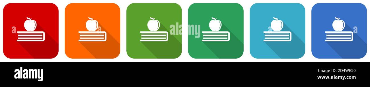 Apple, education, knowledge icon set, flat design vector illustration ...