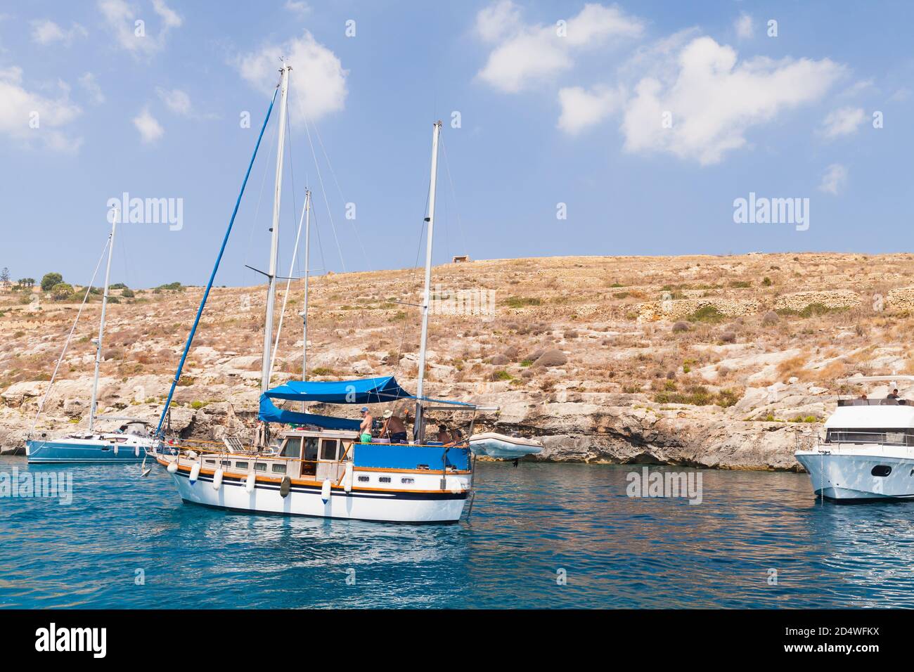Mgarr ix-Xini, Malta - August 27, 2019: Mgarr ix-Xini bay view with ...