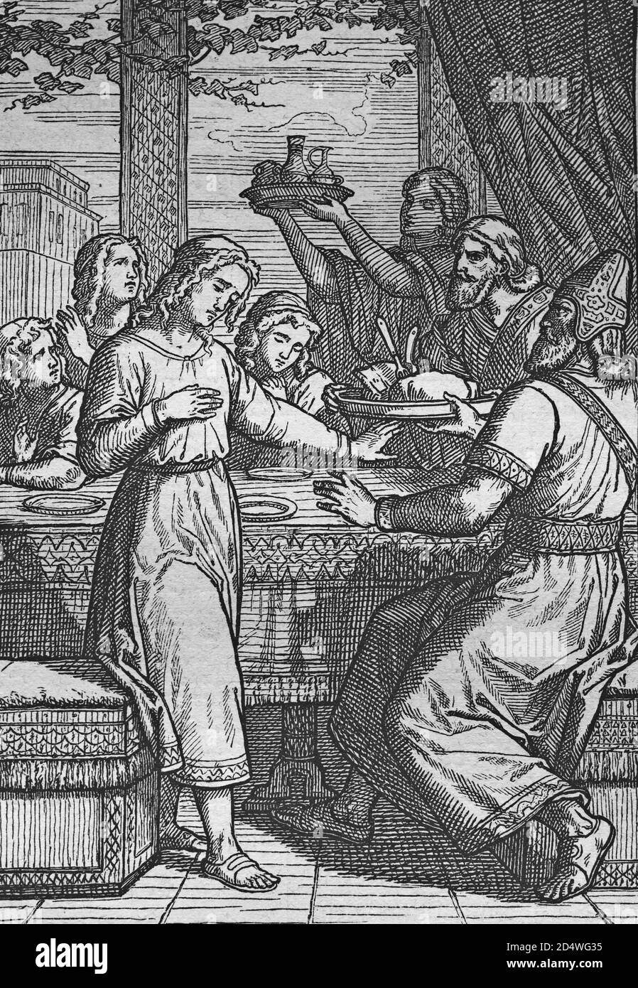 David's moderation, historic bible steel engraving from 1860 Stock ...