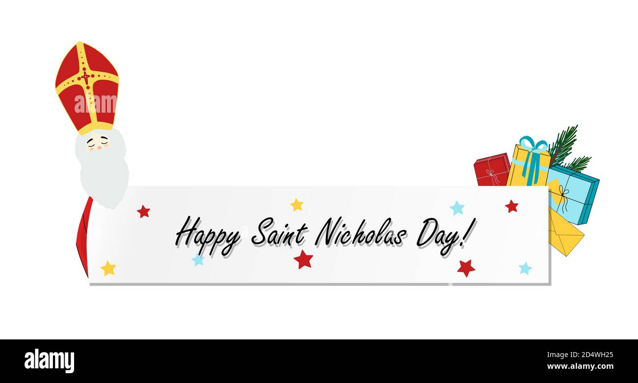 Saint Nicholas, character isolated on white background. Happy saint ...