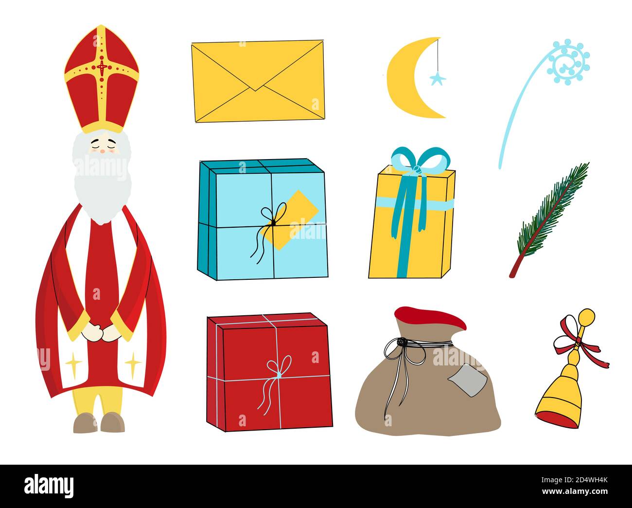 Saint Nicholas, character isolated on white background. Happy saint ...