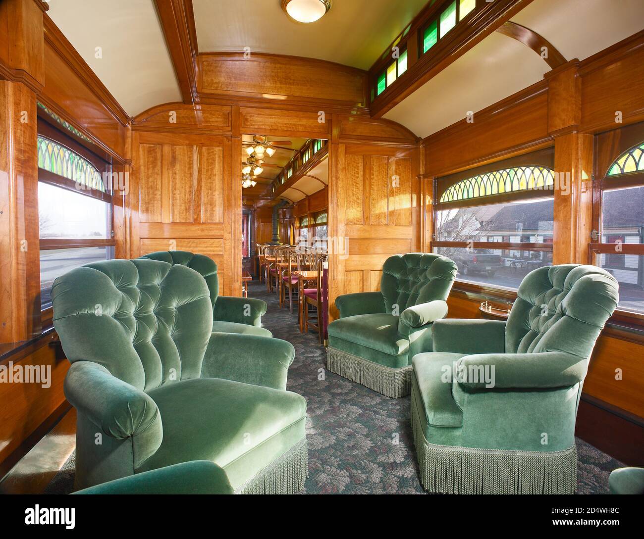 Antique interior of railroad coach Stock Photo - Alamy