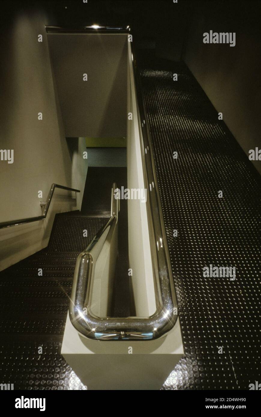 Stairwell in Chicago high rise office building. High glosss metallic ...