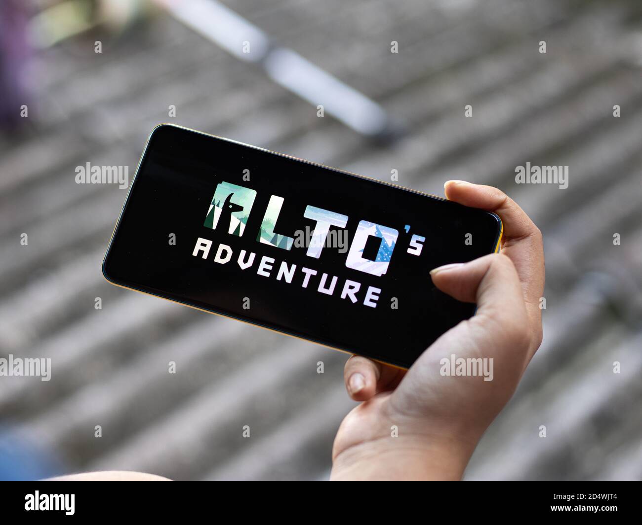 Assam, india - October 11, 2020 : Alto's adventure logo on phone screen ...