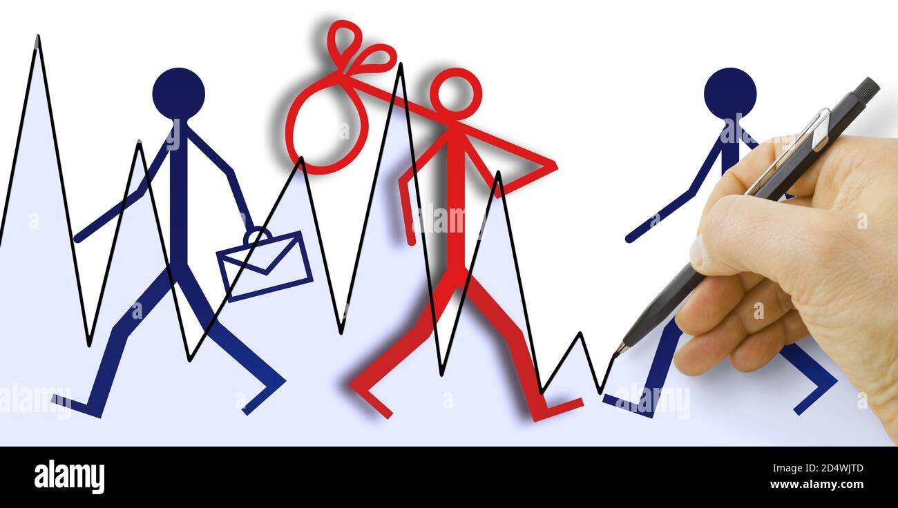 Hand drawing a chart about employment and unemployment trends - concept ...