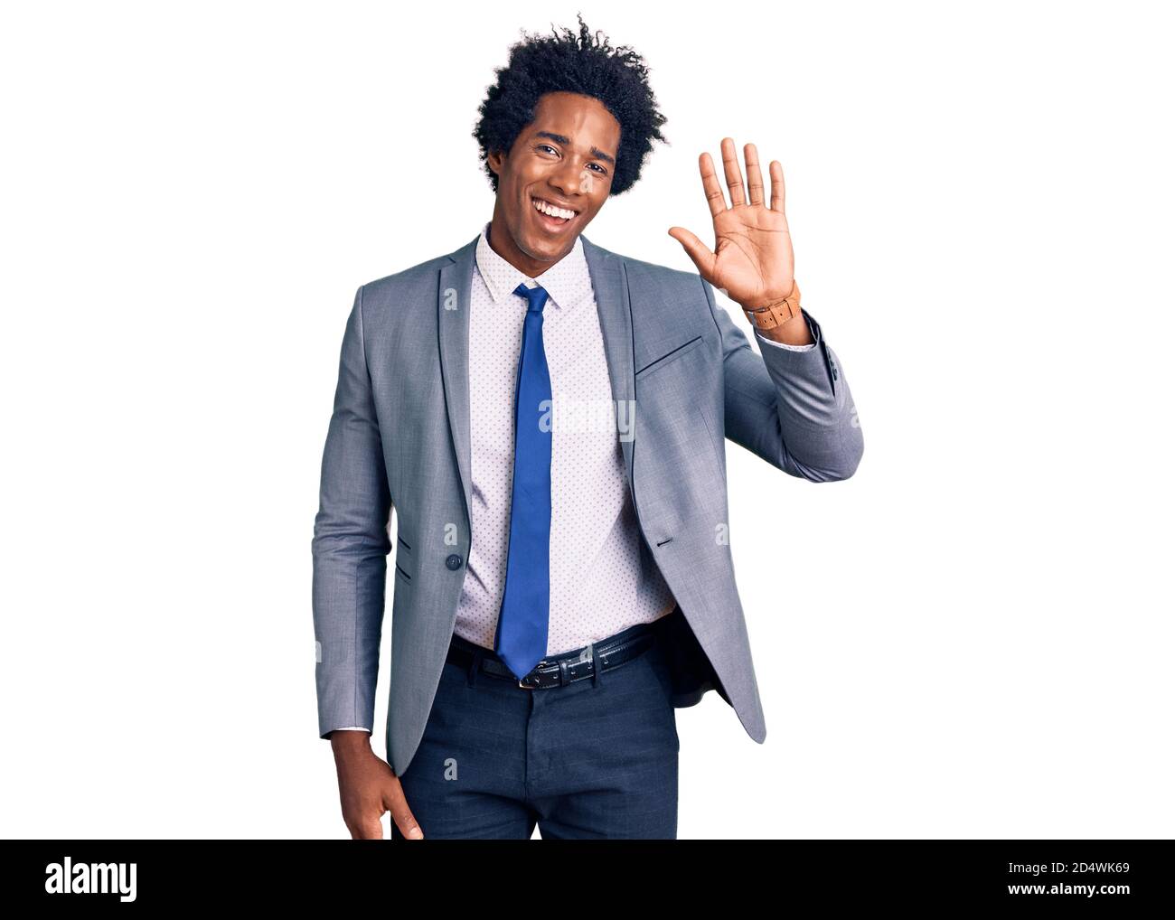 Handsome african american man with afro hair wearing business jacket ...