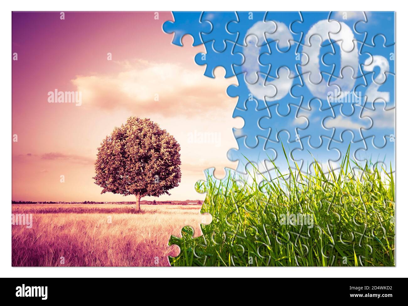Reduction of CO2 presence in the atmosphere - jigsaw puzzle concept ...