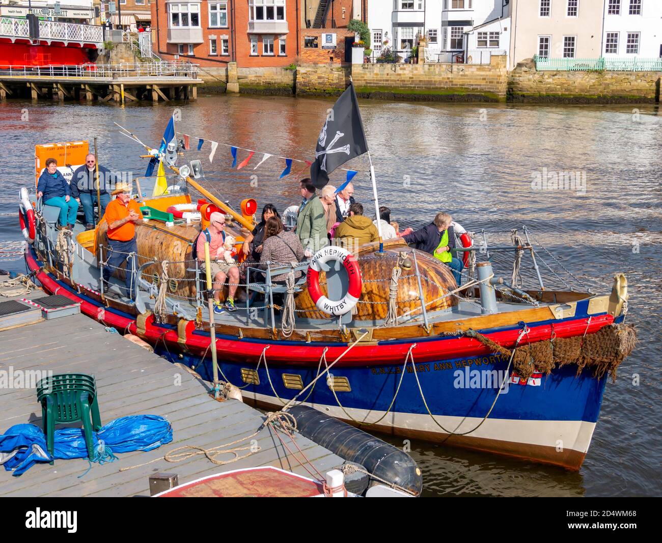 Passengers on the old Whitby Lifeboat "Mary Ann Hepworth" in Whitby ...