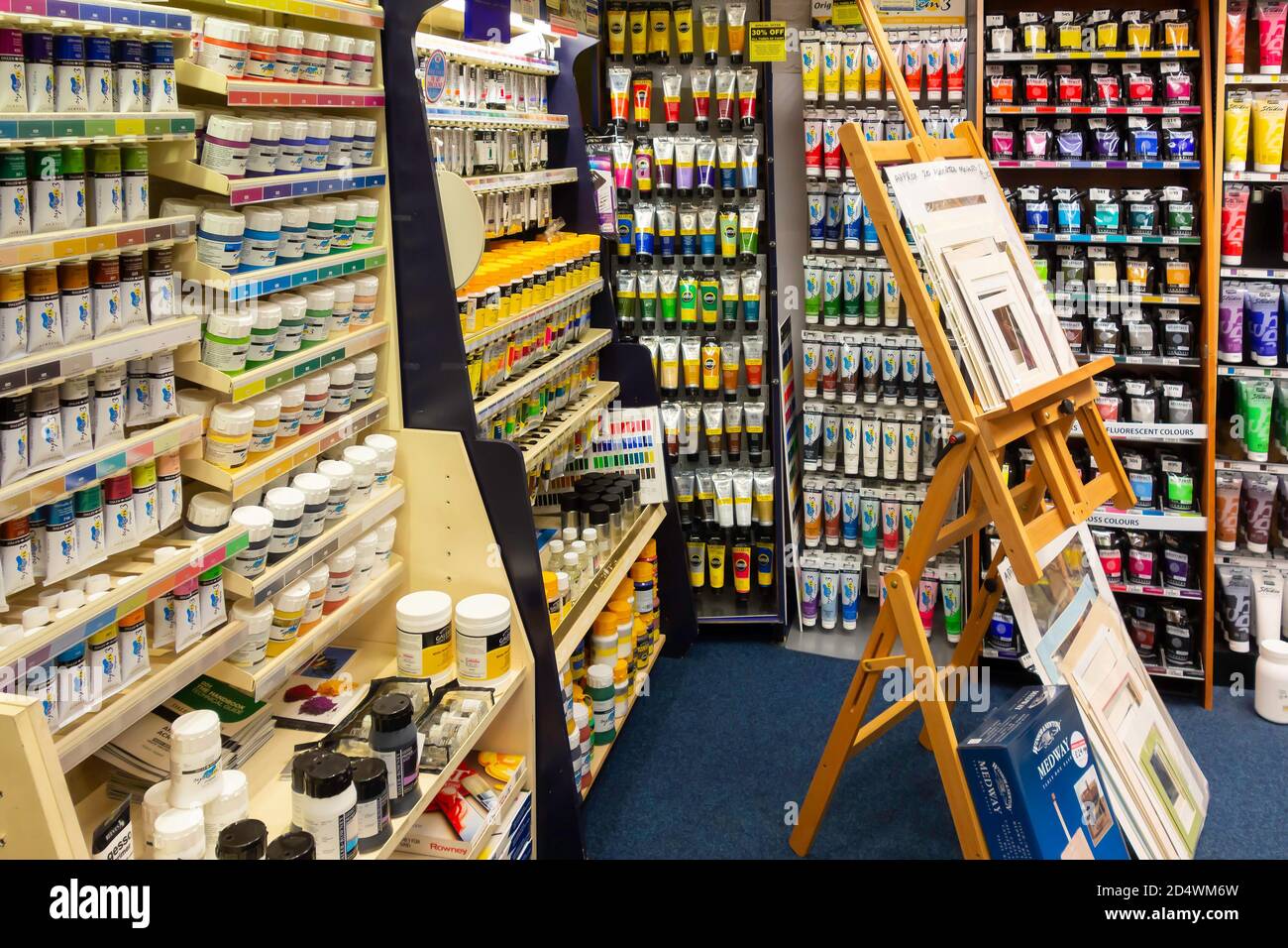 Artists materials displayed in a shop Stock Photo - Alamy
