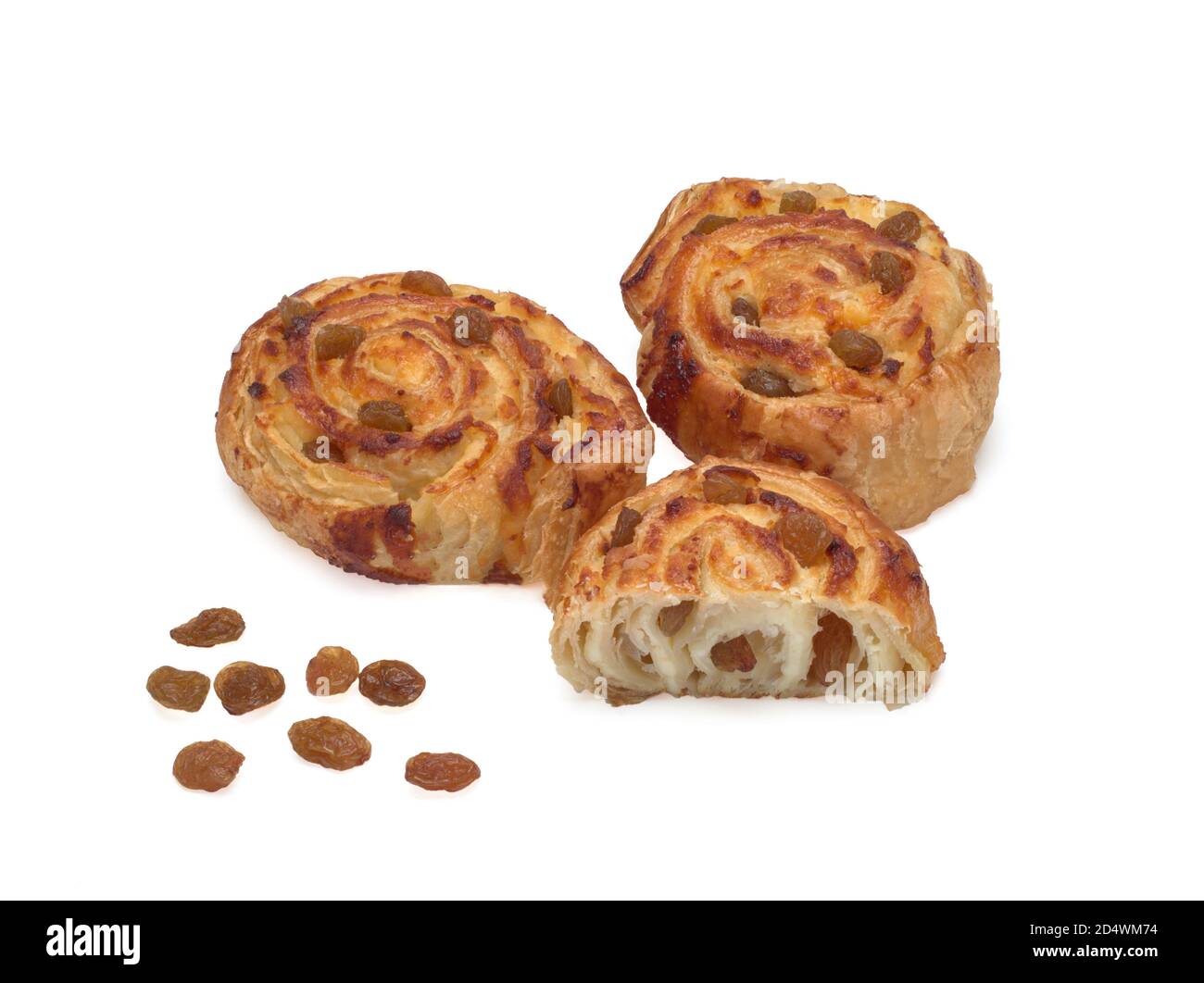 Puff pastry with cottage cheese and raisins Stock Photo - Alamy