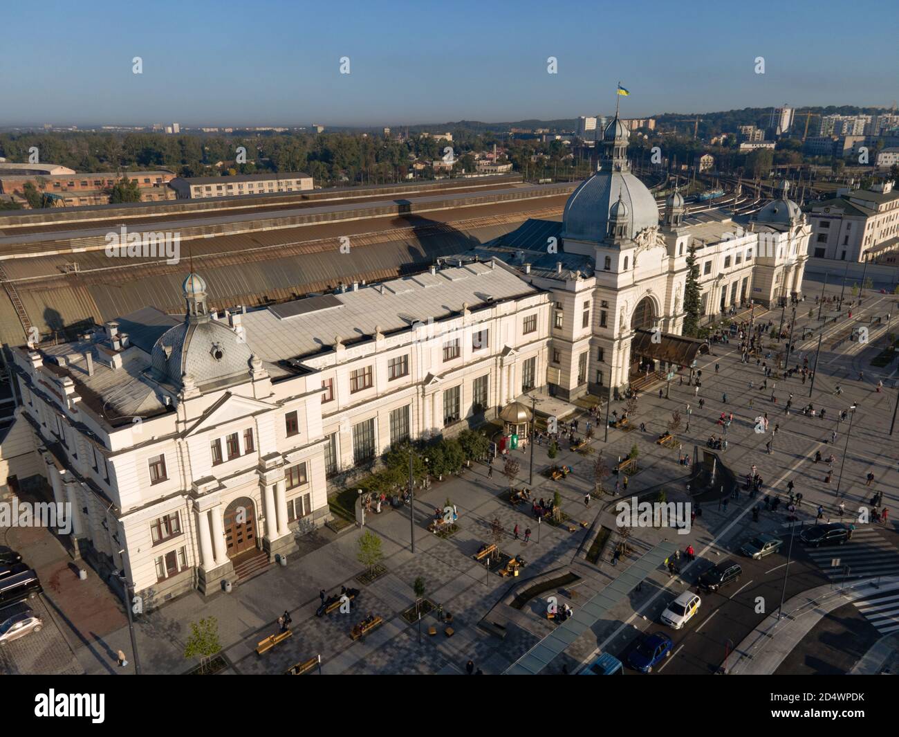 aerial view of old railway station building transport hub Stock Photo ...