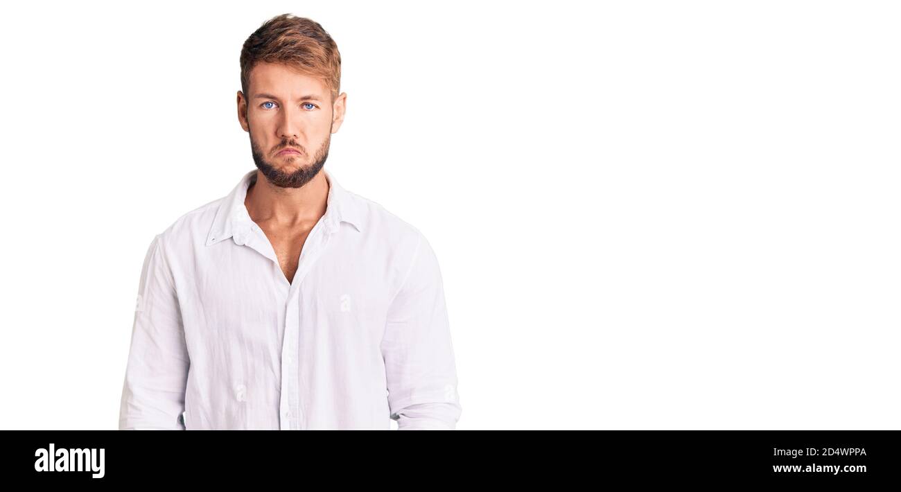 Young caucasian man wearing casual clothes depressed and worry for ...