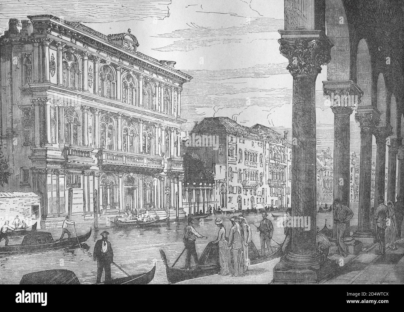Venice, Italy, historic steel engraving from 1860 Stock Photo - Alamy