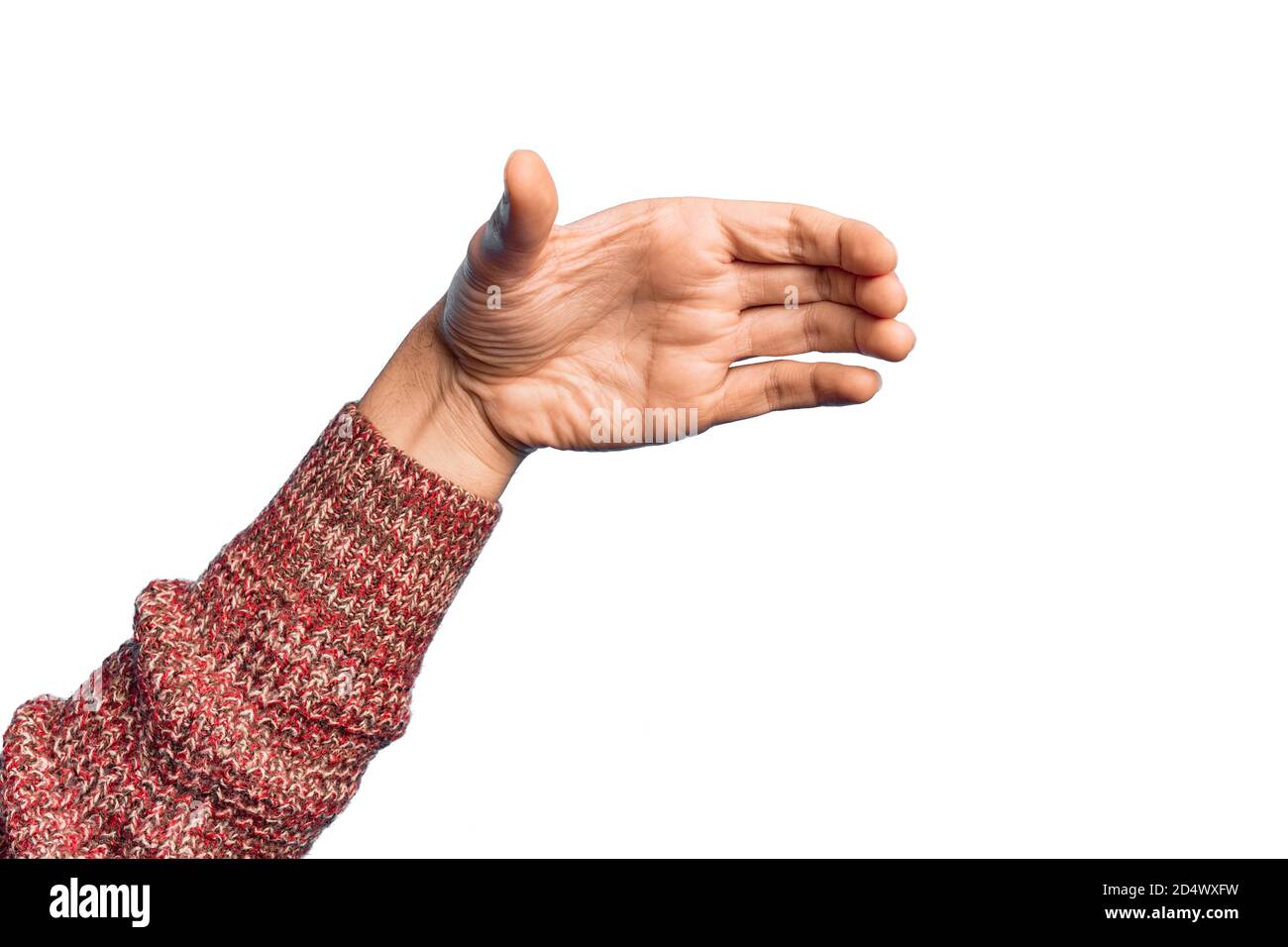 Hand of caucasian young man showing fingers over isolated white ...