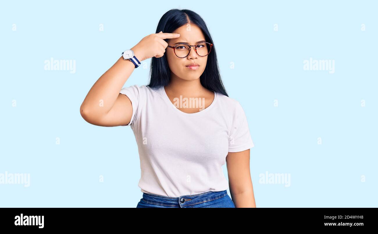 Nerd girl facial expression pointing hi-res stock photography and ...