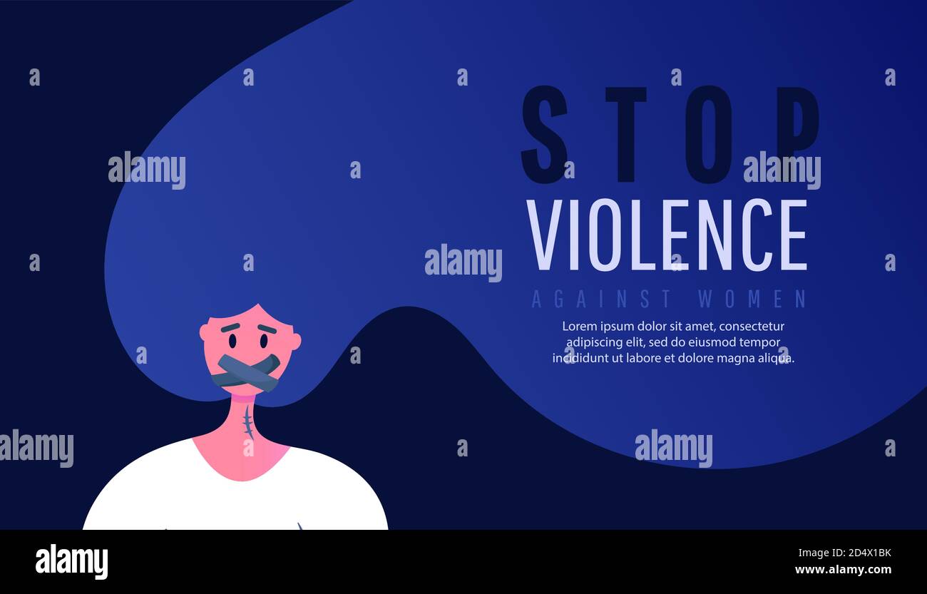 Stop violence against women awareness concept. Sad girl with a sealed ...