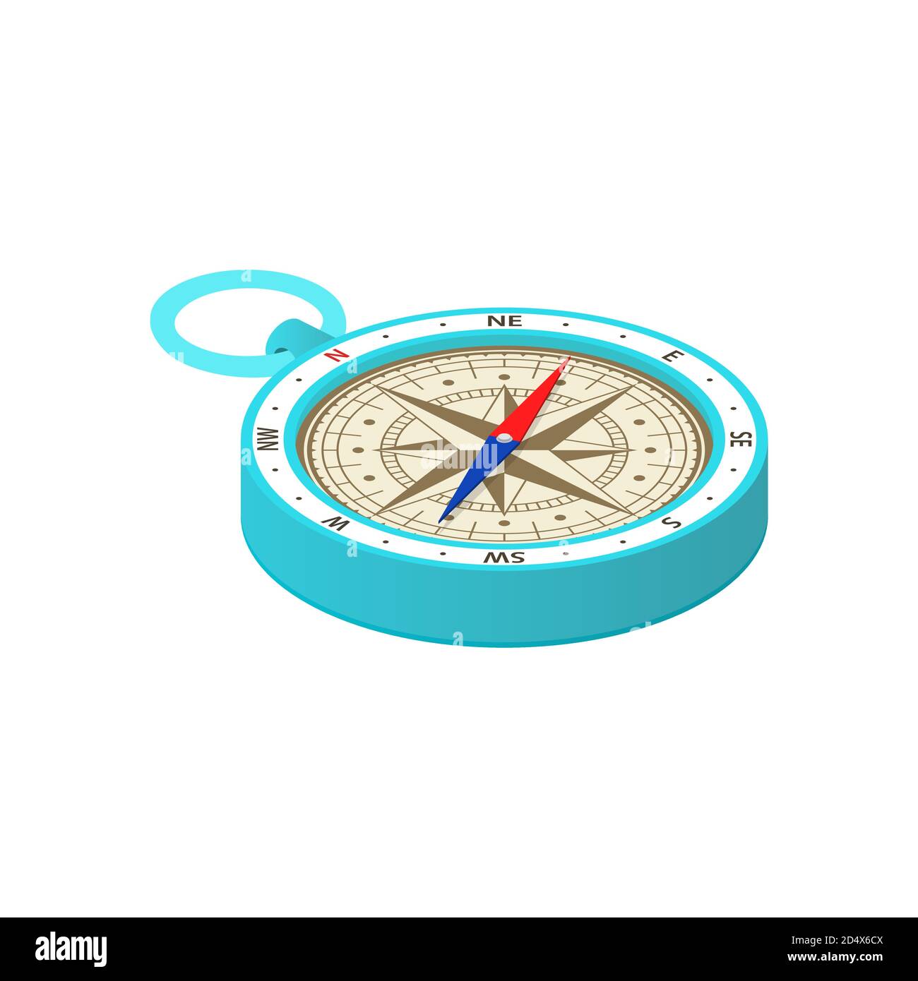 Compass isometric icon, on a white background. Vector illustration. 3d ...