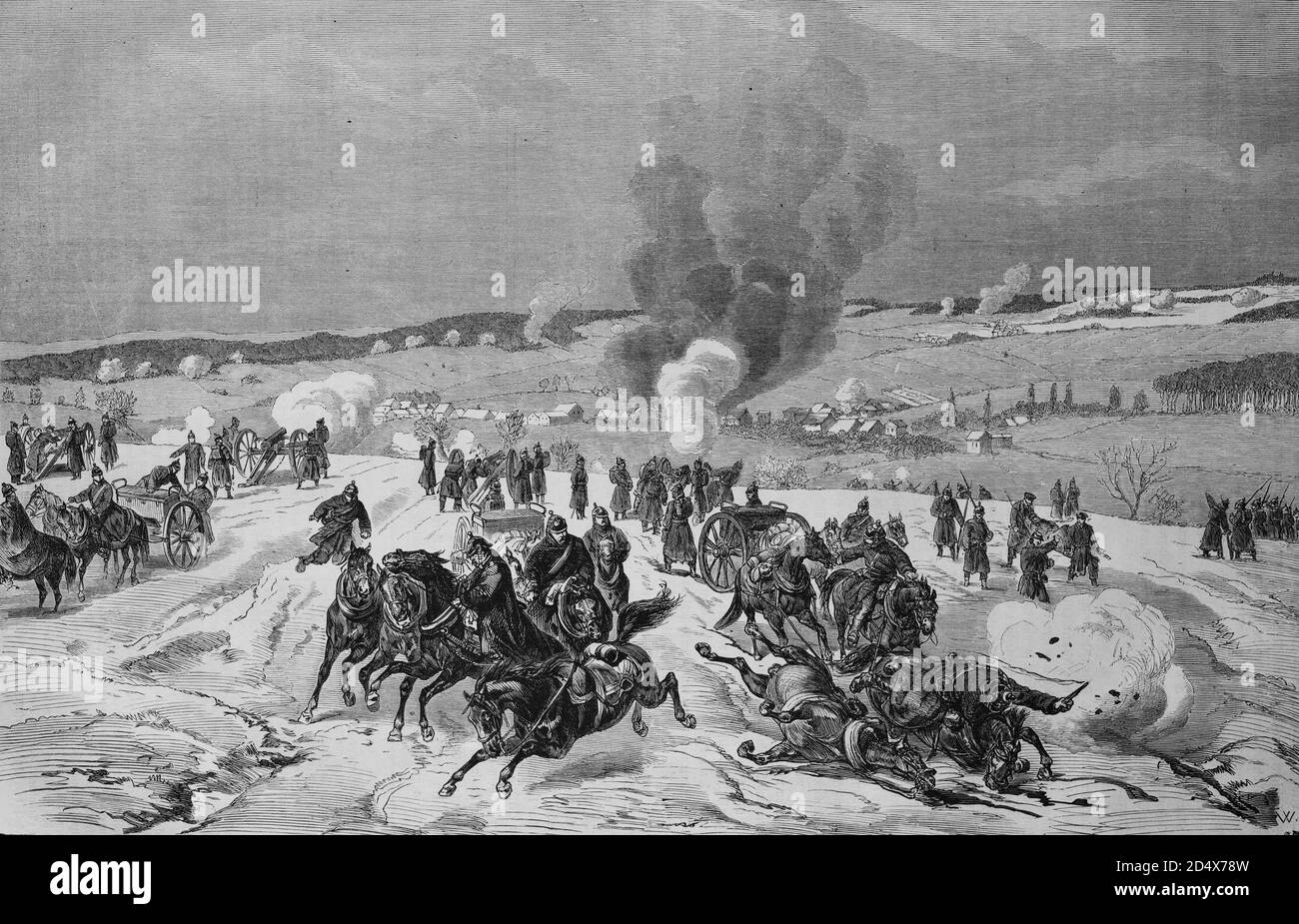 Gun battle near Hericourt, 17 January 1871, illustrated war history ...