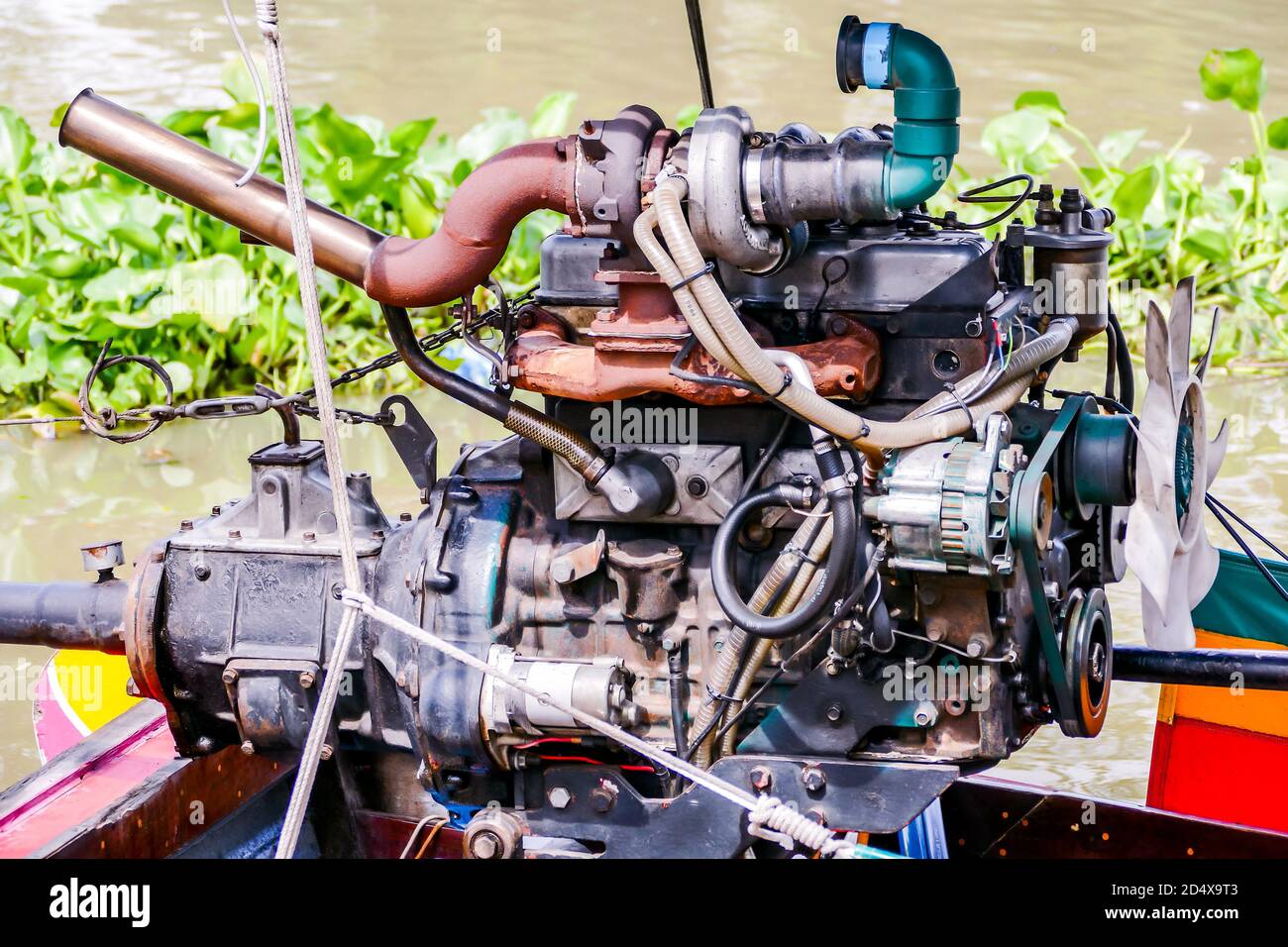 Beautiful photo of a thai boat diesel fuel engine,Ayutthaya thailand ...