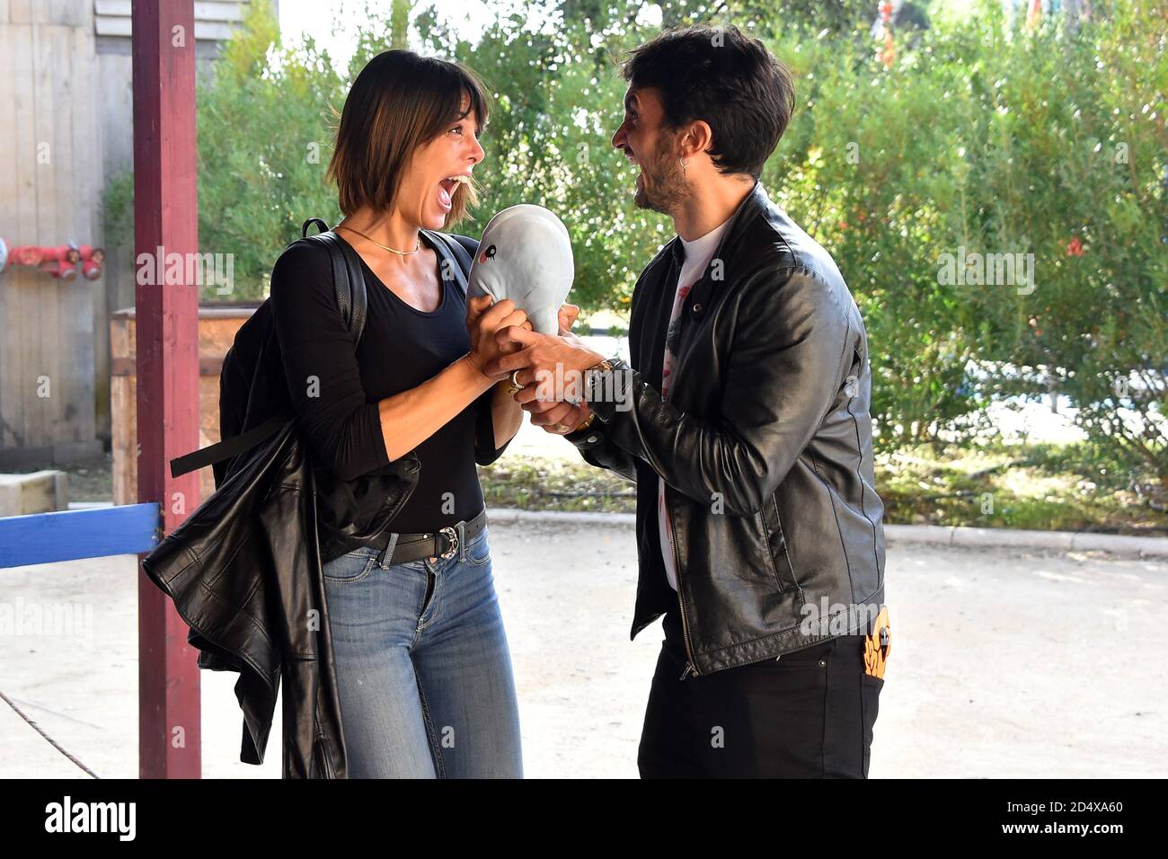 Rome, Ita. 10th Oct, 2020. Actors Emy Bergamo and Ivan Boragine spend the day at Cinecitta ...
