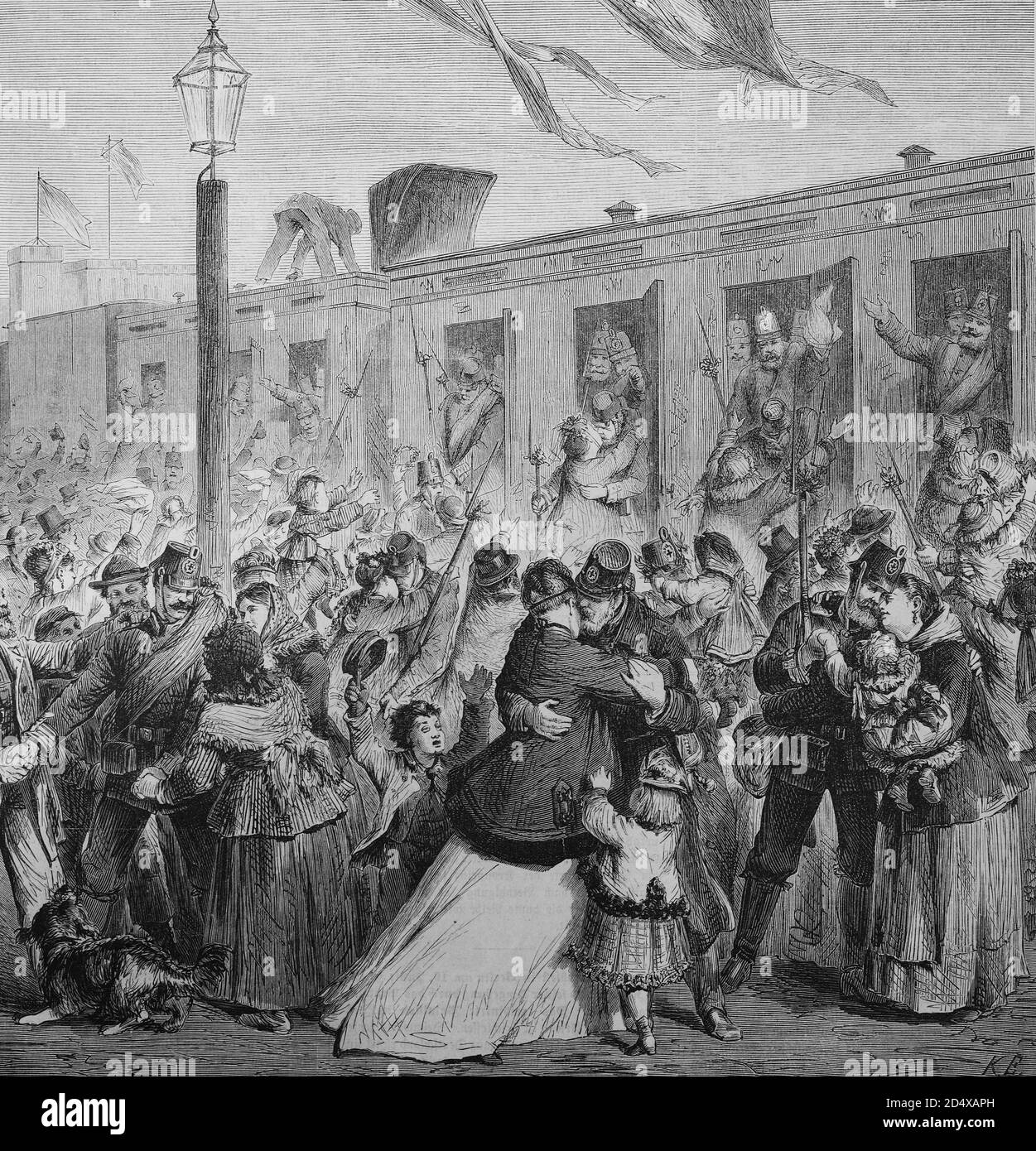 Reception of the Garde Landwehr battalion on Potsdamer train station in ...