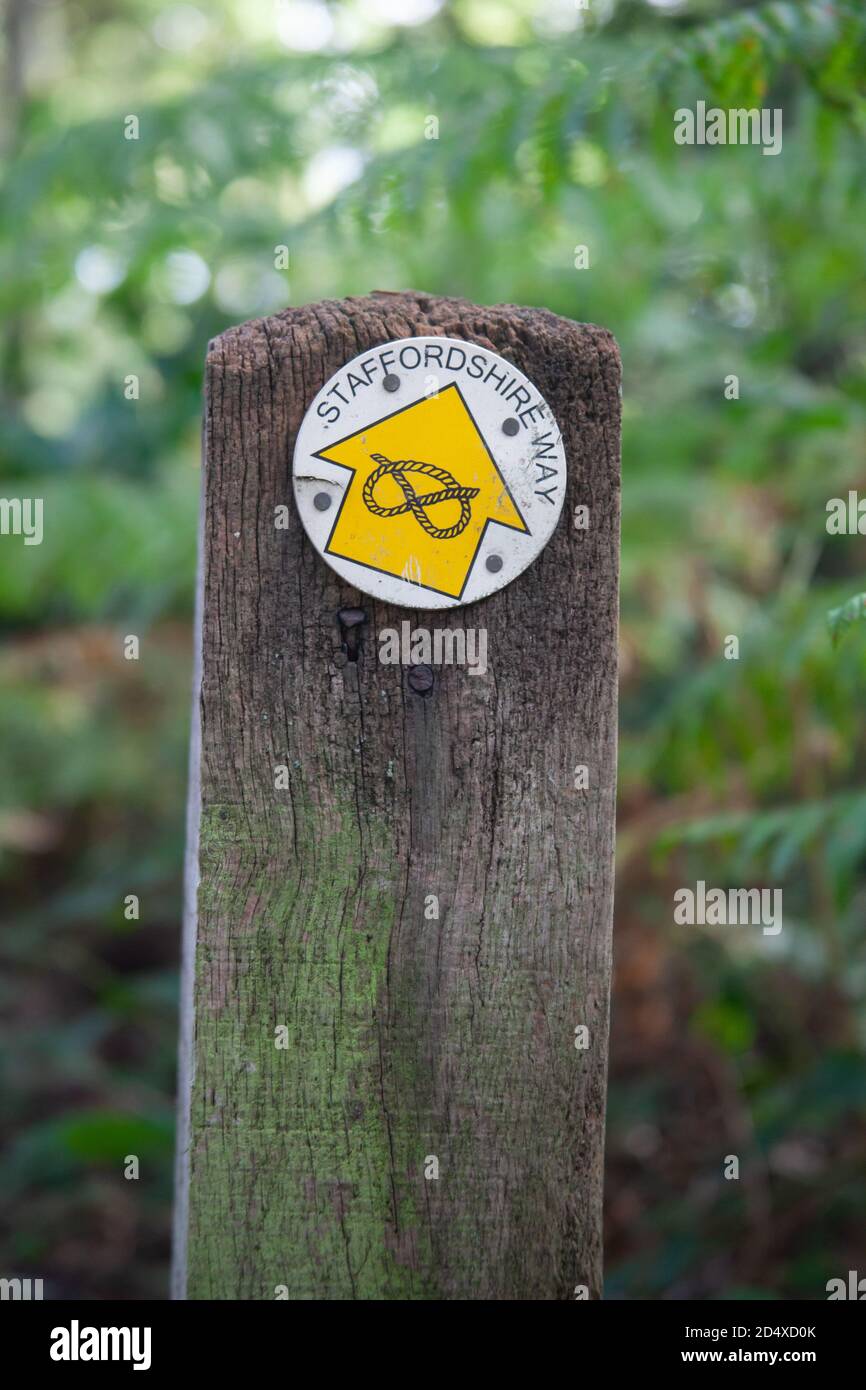 Staffordshire Way sign marker. Highgate Common. UK Stock Photo - Alamy