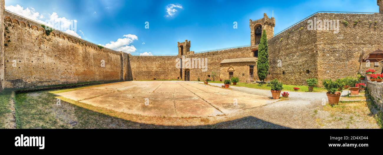 Interior panoramic view of a medieval italian fortress, iconic landmark ...