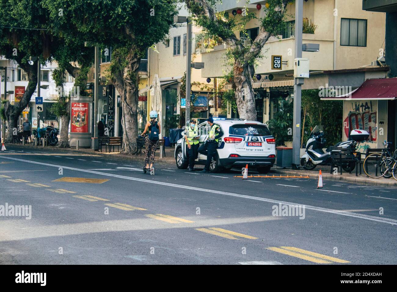 Tel Aviv Israel October 10, 2020 View of an Israeli National Police ...