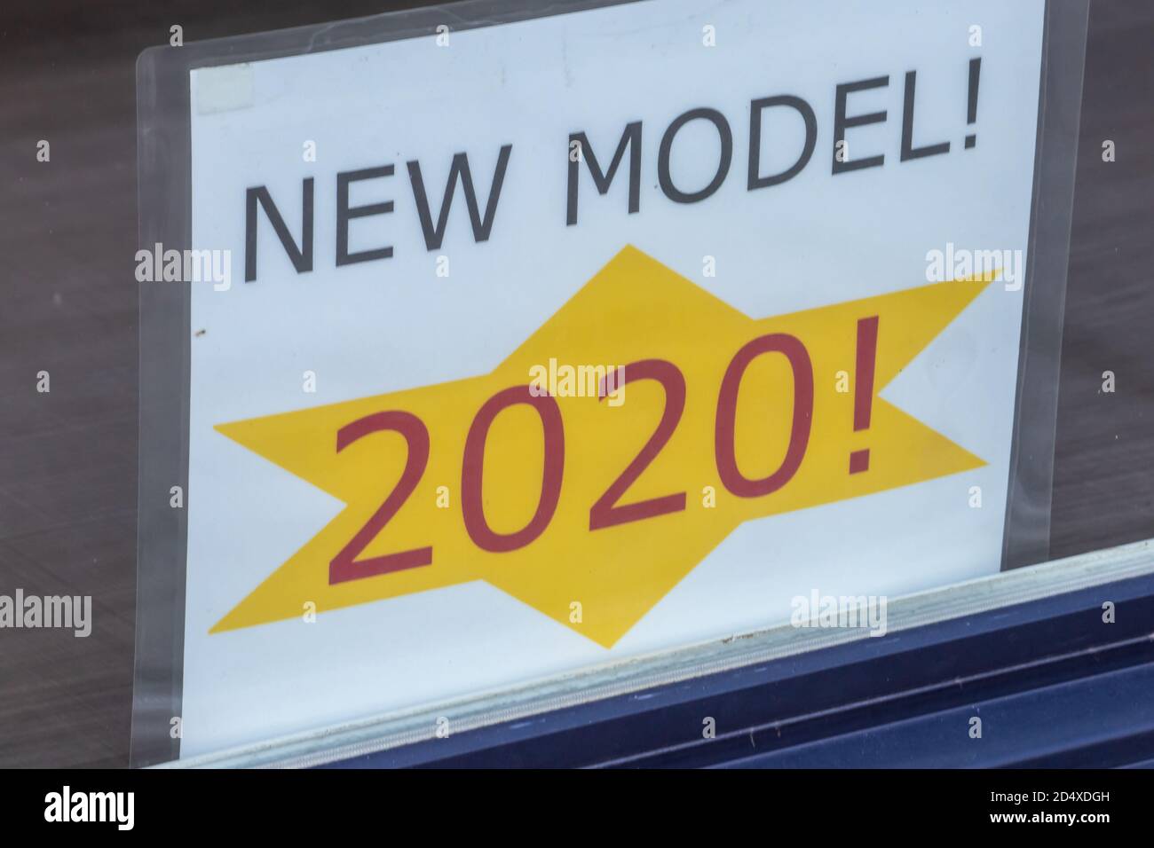 new model 2020 sign in window with gold star printed Stock Photo - Alamy