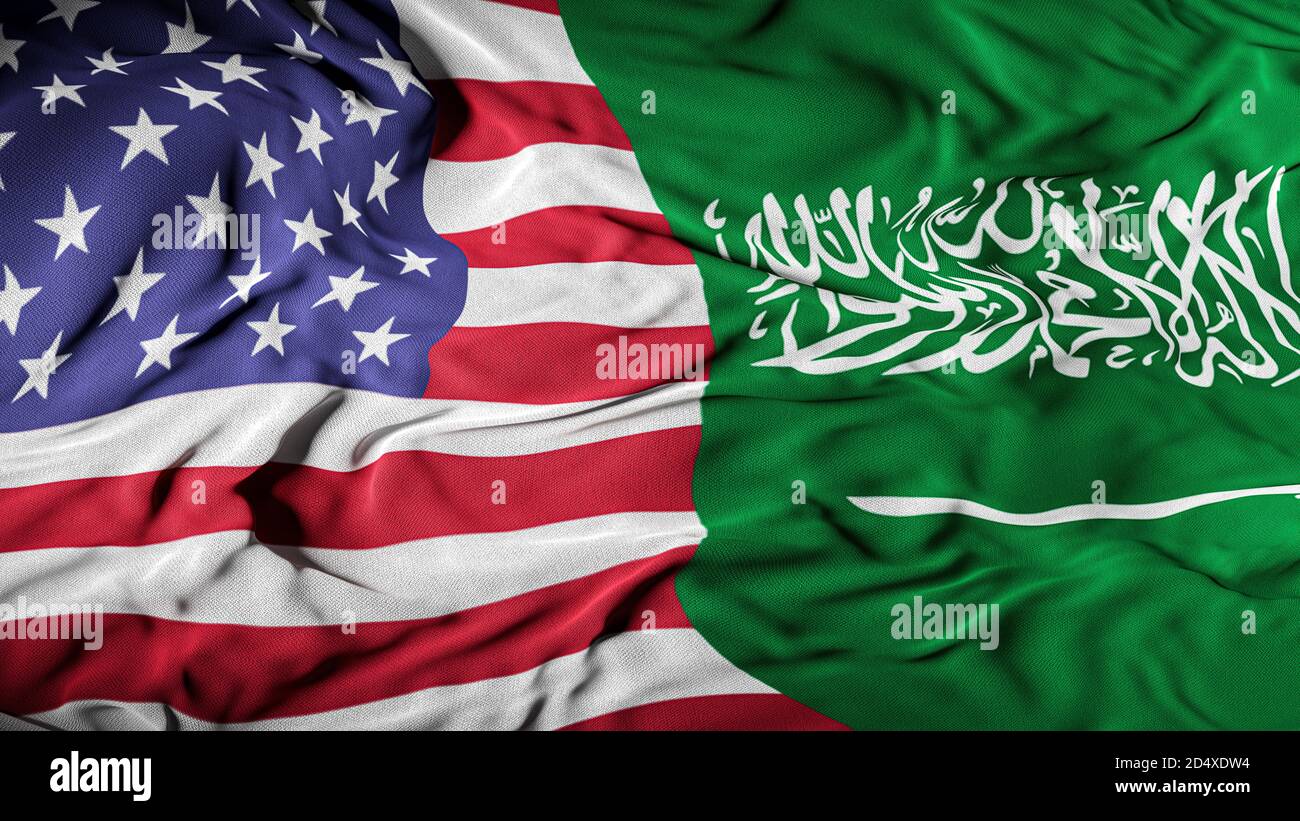 US - Saudi Arabia Combined Flag | United States and Saudi Relations ...