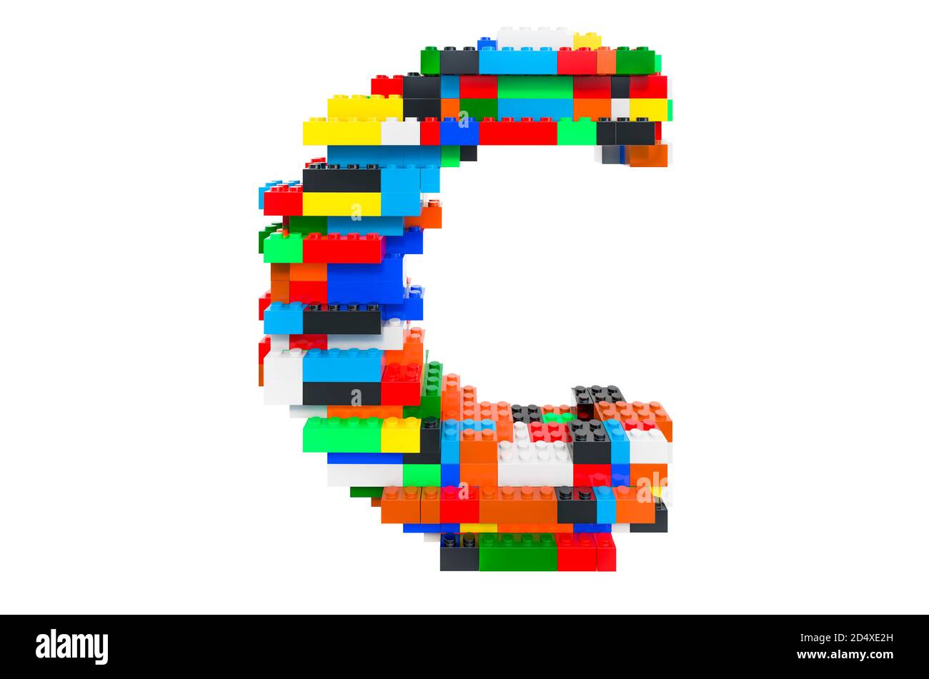 Letter C from colorful building toy blocks, 3D rendering isolated on ...