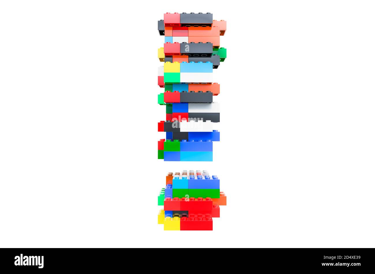 Exclamation mark from colorful building toy blocks, 3D rendering ...