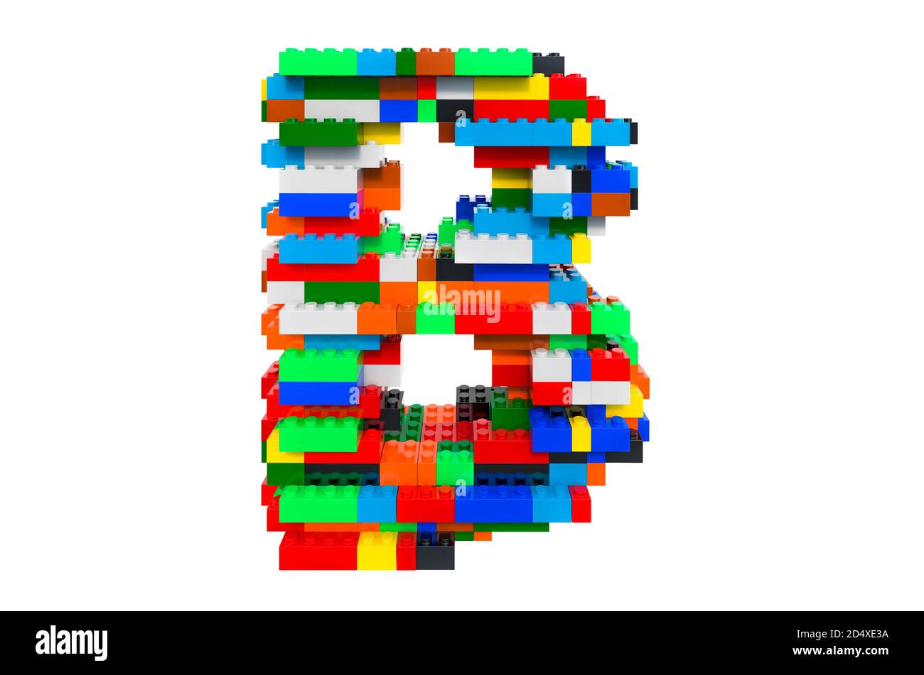 Letter B from colorful building toy blocks, 3D rendering isolated on ...