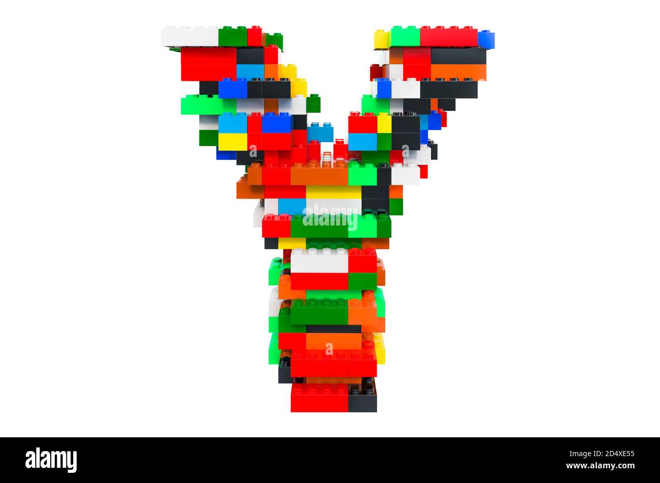 Letter Y from colorful building toy blocks, 3D rendering isolated on ...