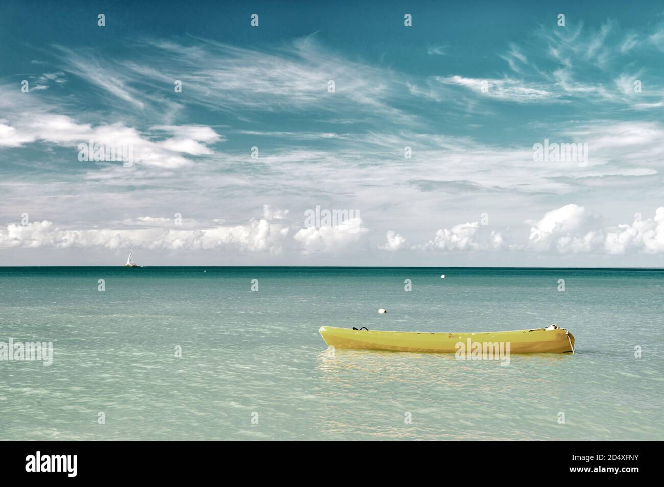 Bright view of exotic colorful beautiful marine beach of Antigua St ...