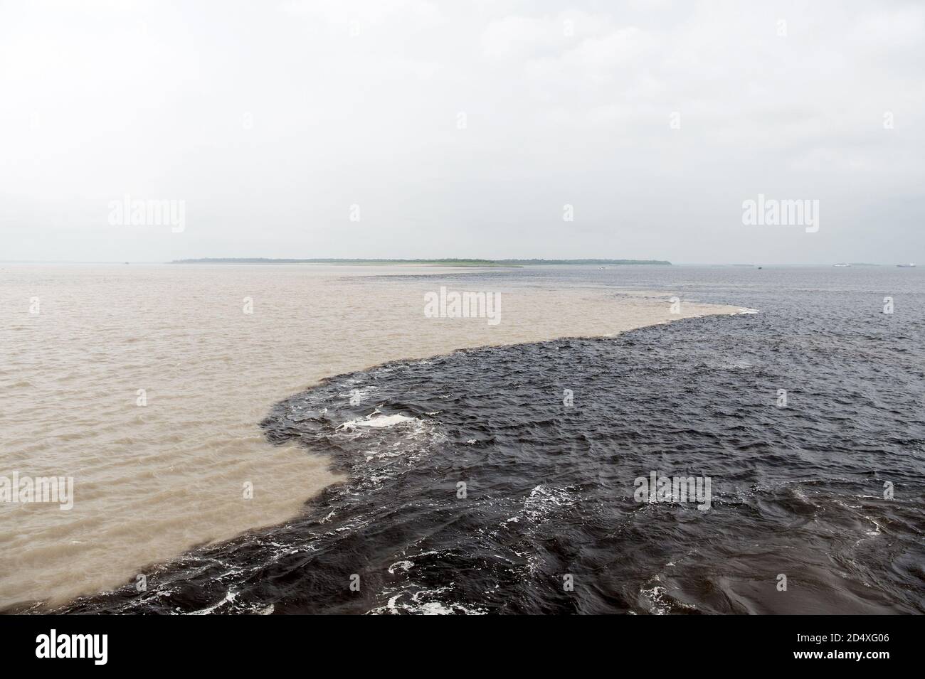 water meeting in brazil -amazon river with rio del negro clean and ...