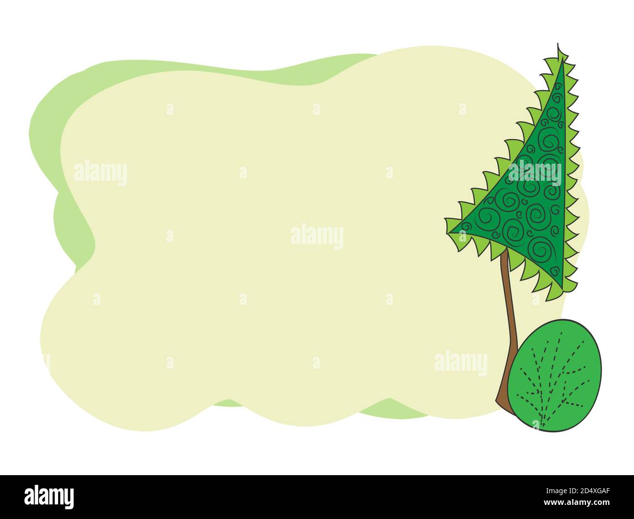 Illustration for text on a white background. Cartoon tree with a place ...