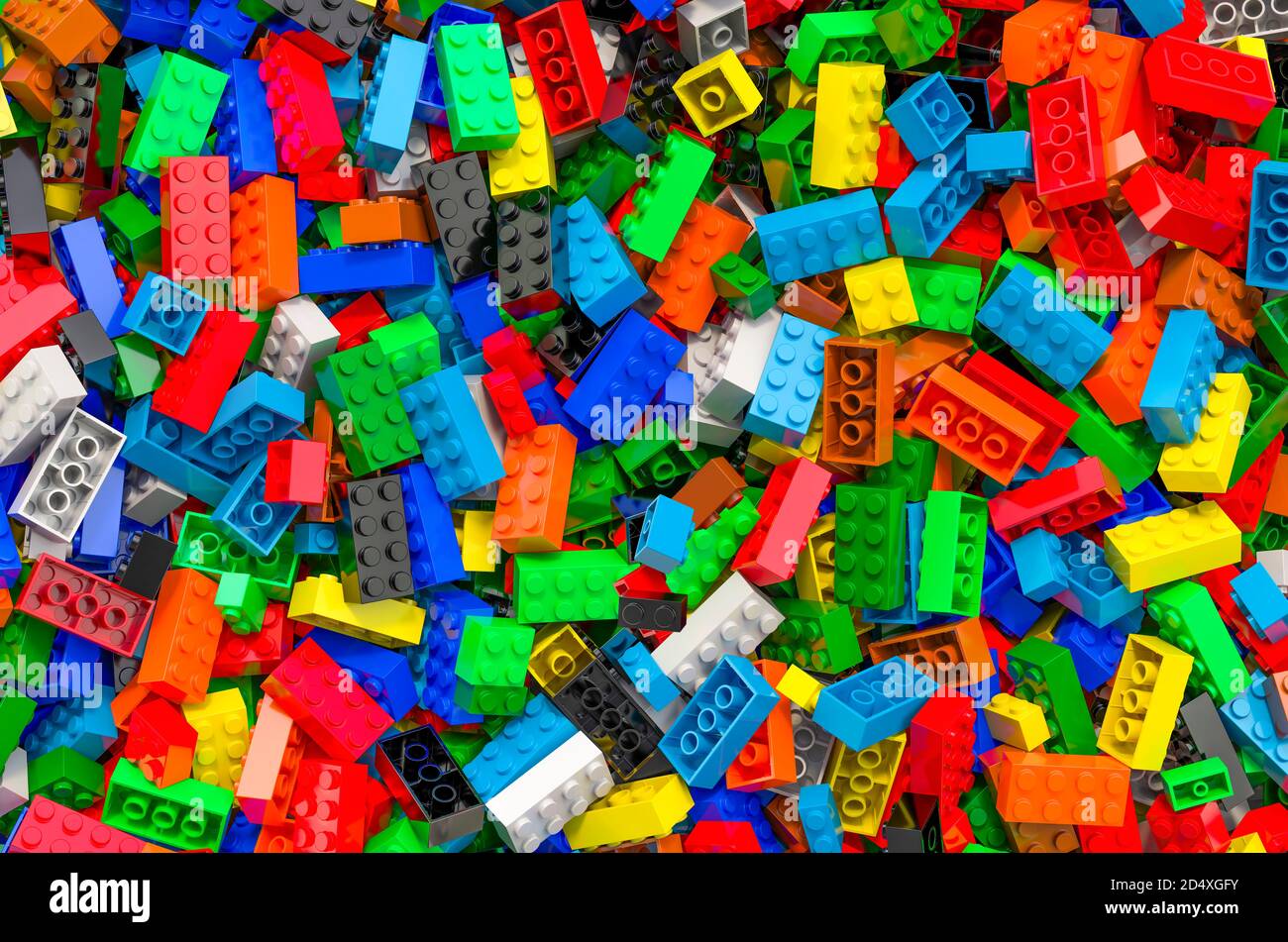 Background from colored plastic building blocks, 3D rendering isolated ...