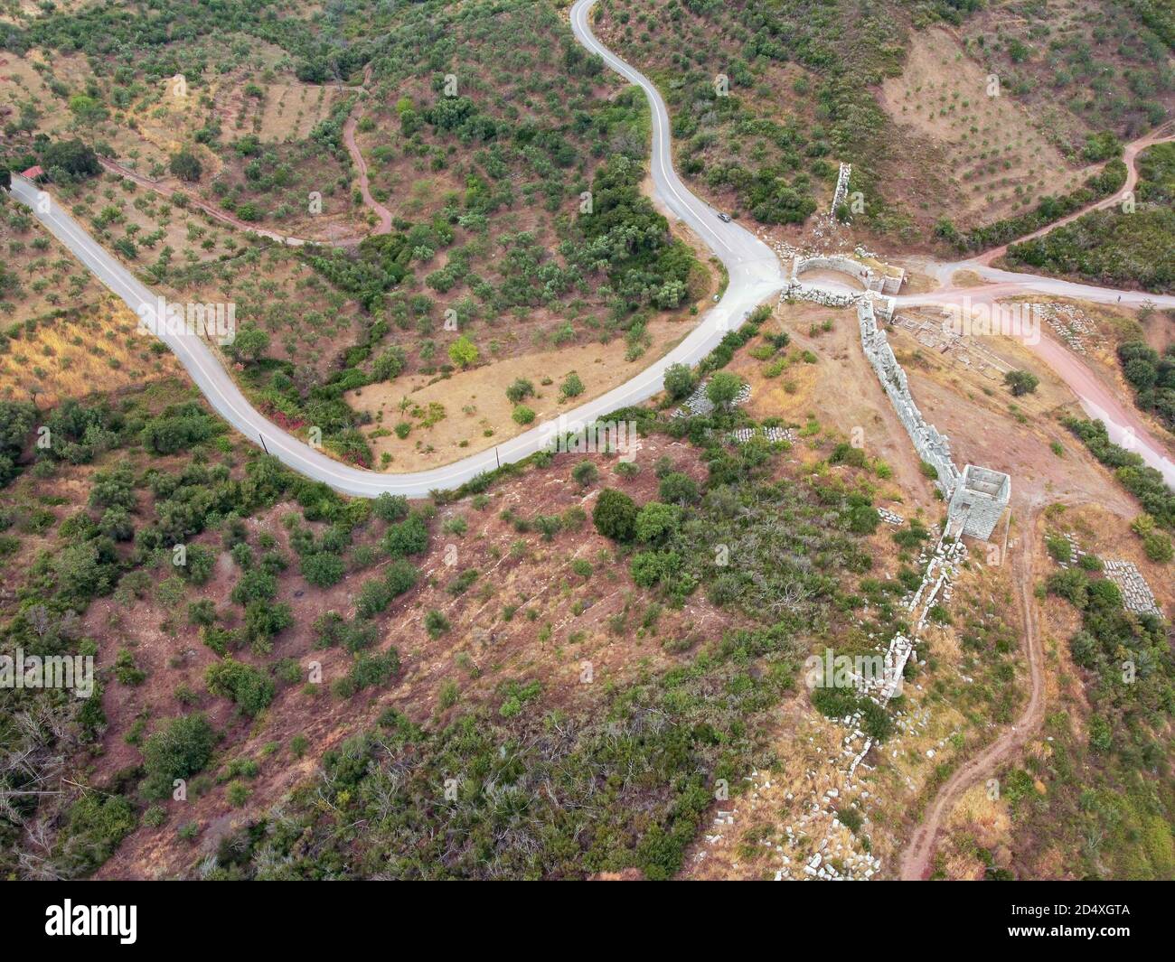 Aerial view of Arcadian gate ruins in Ancient Messini, Greece Stock ...