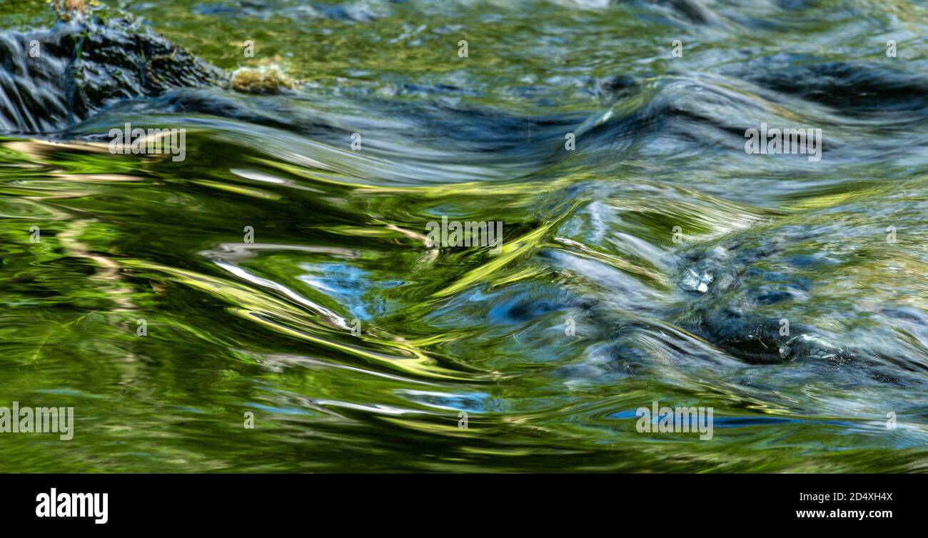 Water rush refelctions - green and blue Stock Photo - Alamy