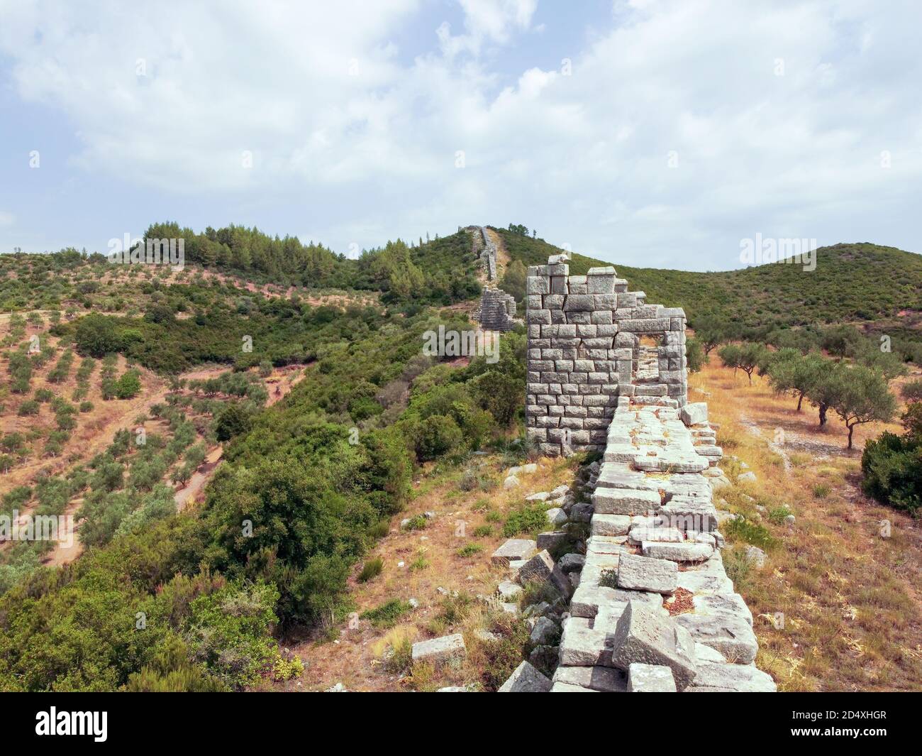 Aerial view of Ancient Messini wall ruins Stock Photo - Alamy
