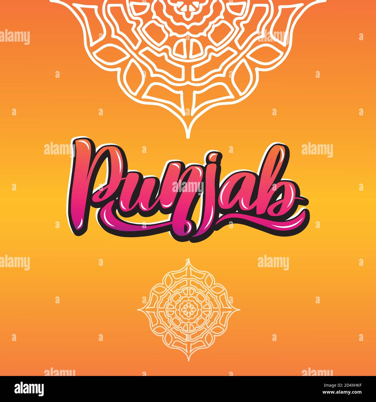 Punjab Handwritten stock lettering typography. States of India Stock ...