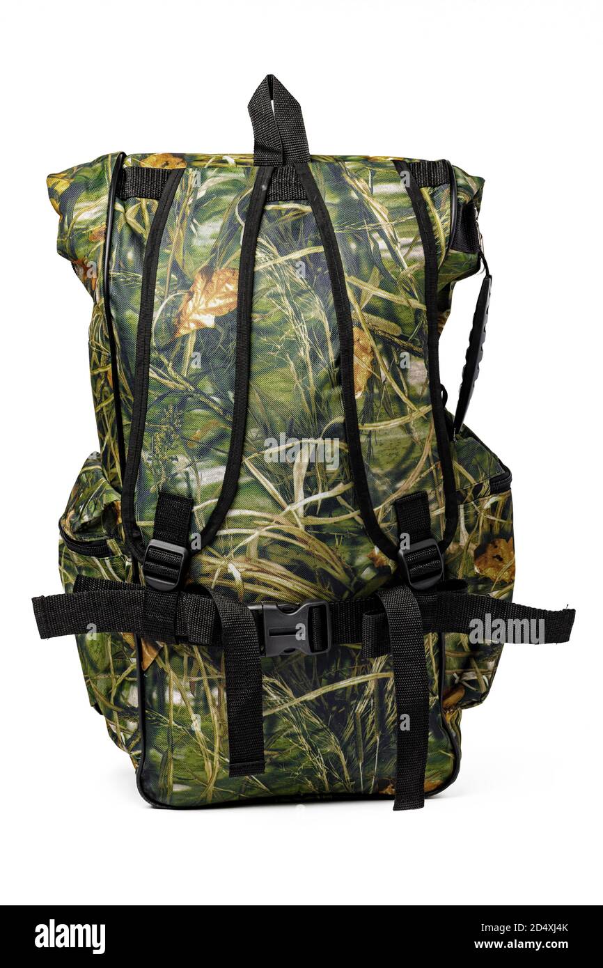 Big military backpack isolated on white background Stock Photo - Alamy