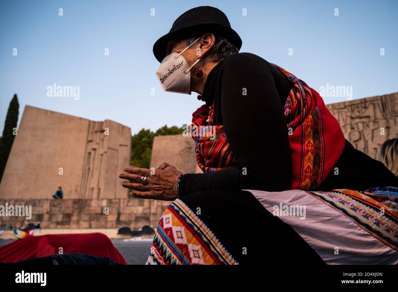 Madrid, Spain. 11th Oct, 2020. A woman dressed with traditional clothes ...