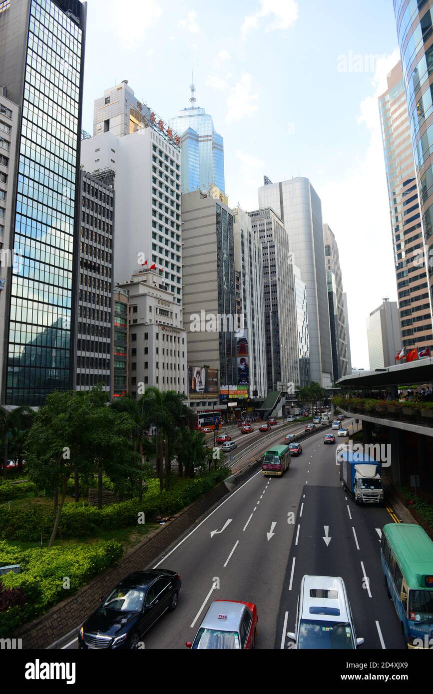 Hong Kong Connaught Road Central at the center of Financial District in ...