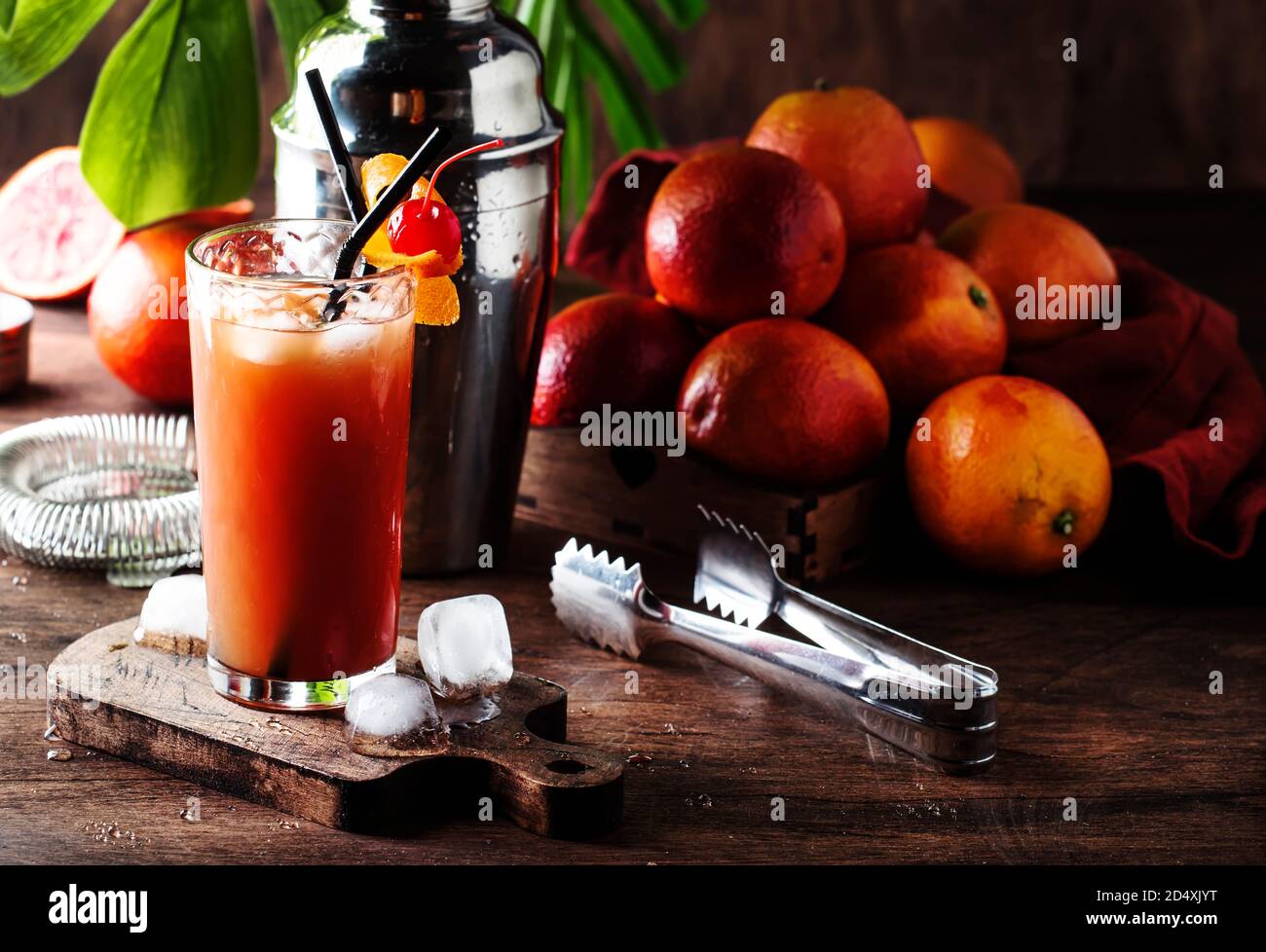 Summer refreshing low alcoholic cocktail with vodka, orange juice ...