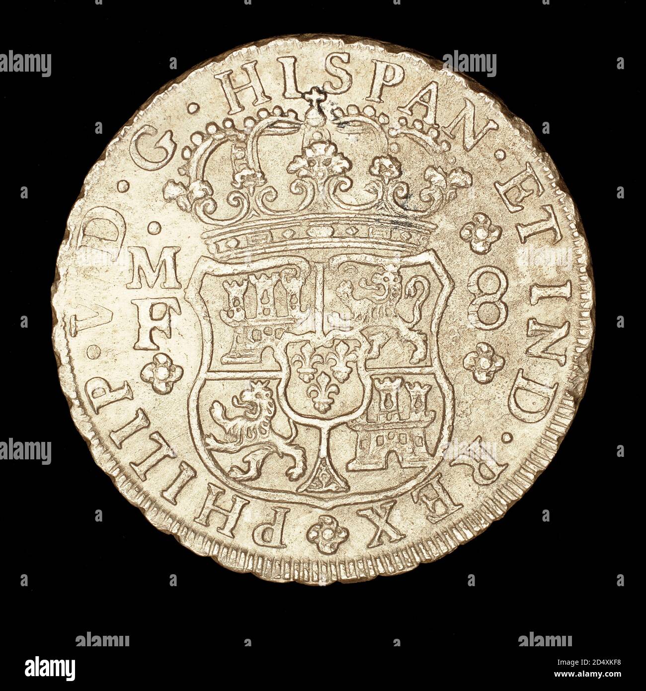 Rare Silver Coin, Spanish America King Ferdinand VI, 8 Reale, Crowned ...